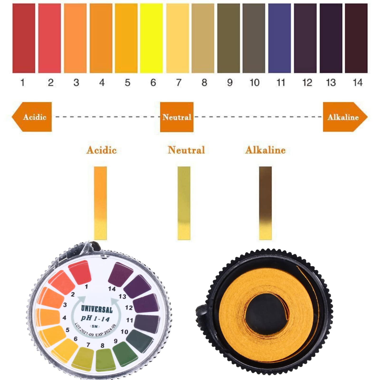 Roll Test Strips, Read Strips Dispenser Test Paper Roll for Cosmetics Food Water Saliva Soil