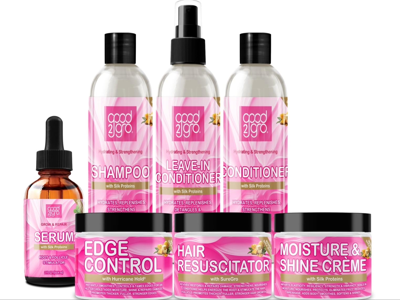Good2Gro Edge Control Gel - Instant Hold, Moisture Infusion, Shine Boost, Repair, Restore, and Enhance Thicker Edges Growth - Vegan, Cruelty-Free - 4oz