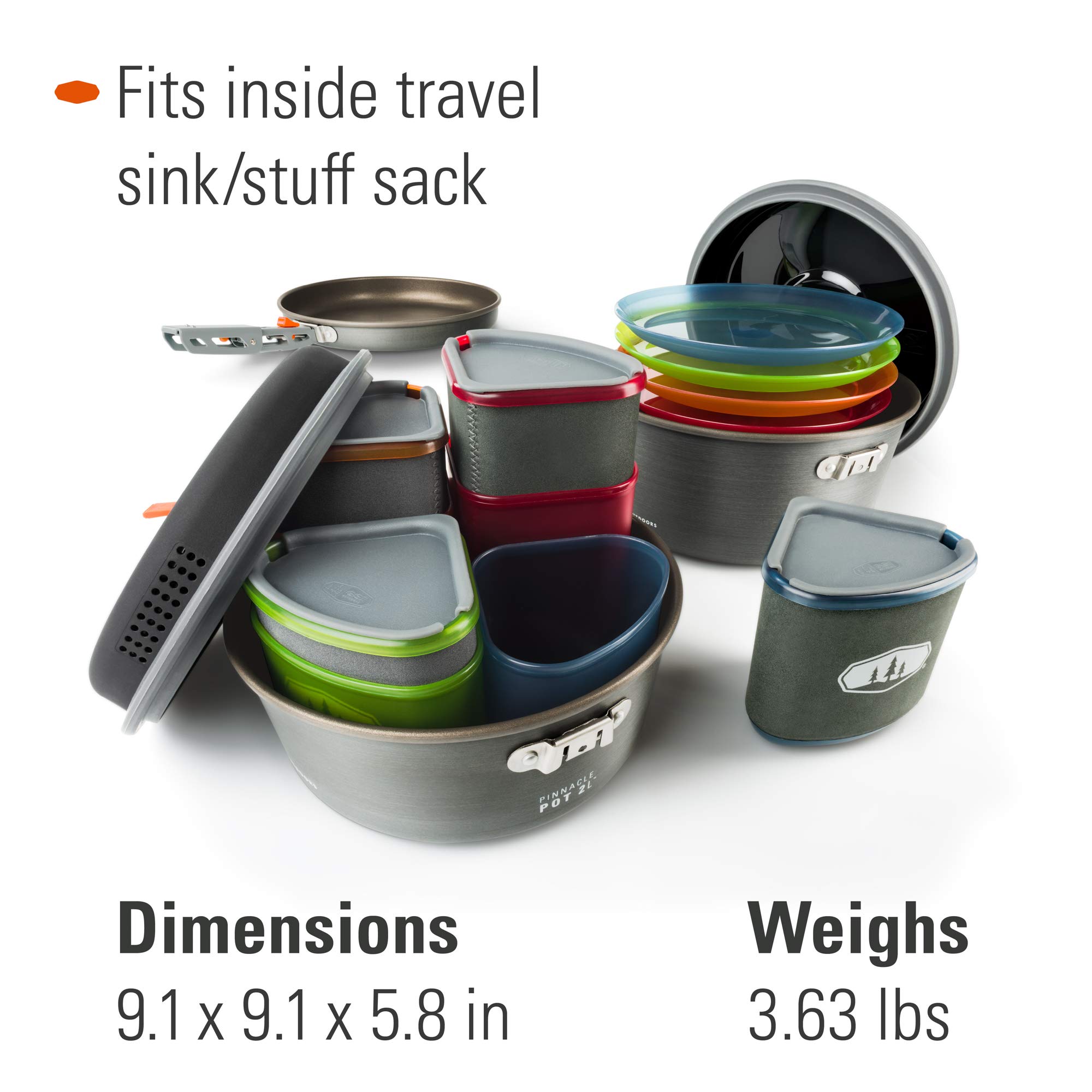 GSI Outdoors, Pinnacle Camper Cooking Set for Camping and Backpacking, 2 to 4 Person