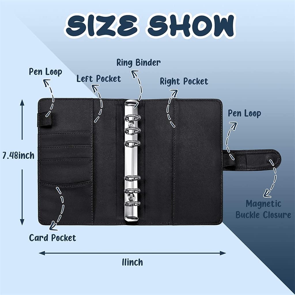 n/a A6 PU Leather Notebook Binder Planner Budget Organizer Cover Personal Planner with 12 Letter Binder Zipper Pocket for Money ( Color : E )