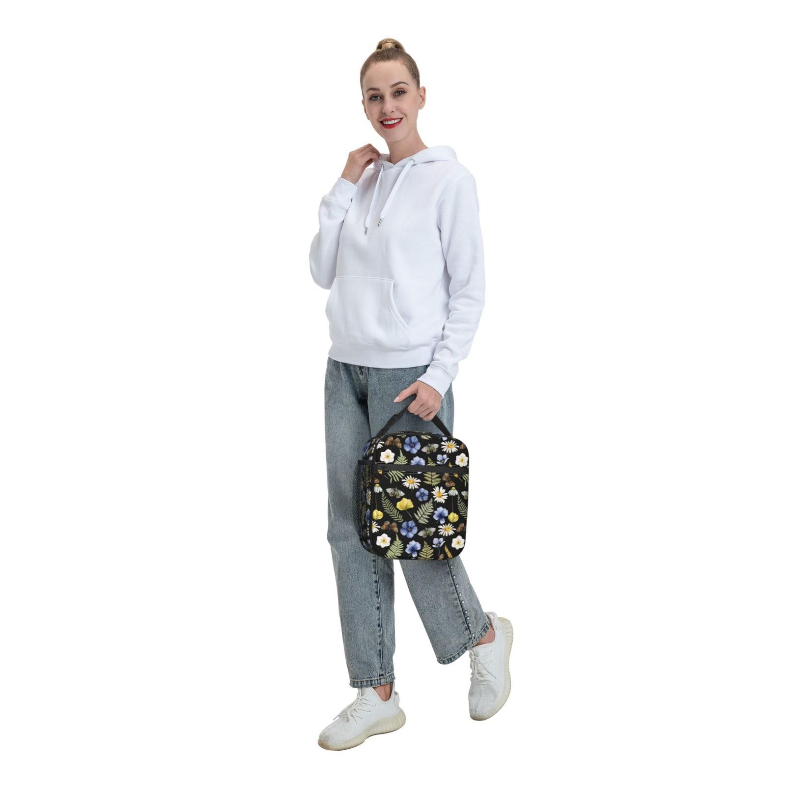 Greatreme Wildflower Lunch Bag For Men Women, Reusable Insulated Lunch Bag Portable Lunch Tote