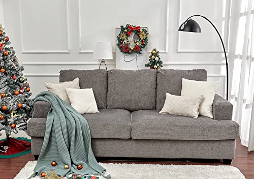 WEPATIO Sofa, Deep Seat Sofa-Contemporary Chenille Sofa Couch, 3 Seater Sofa for Living Room-Oversized Sofa, Grey Comfy Sofa