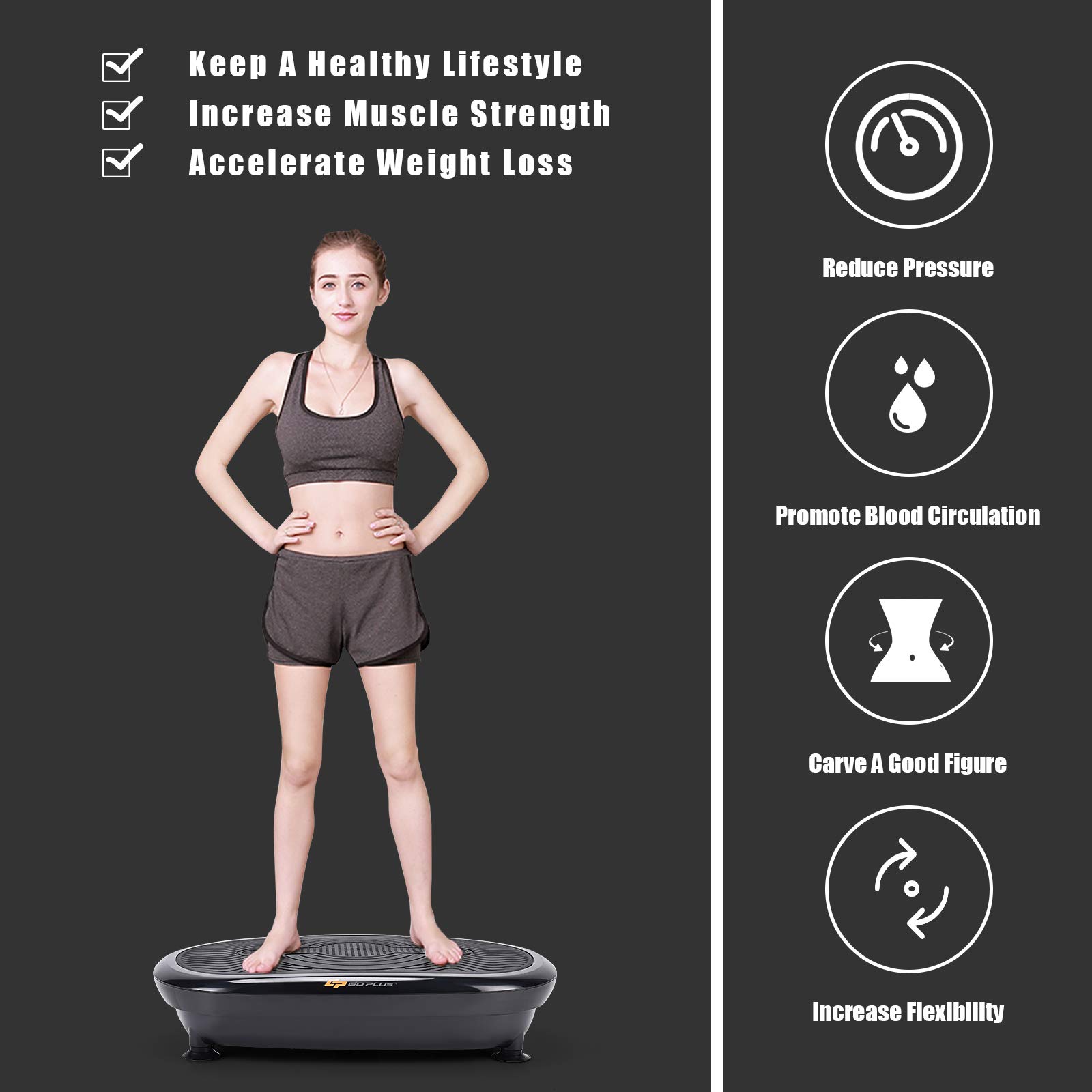 Goplus 3D Vibration Platform Exercise Machine, Mini Vibration Plate w/ Remote Control, 1-99 Level Adjustable Speed, Whole Body Workout Vibration Fitness Platform (Black)