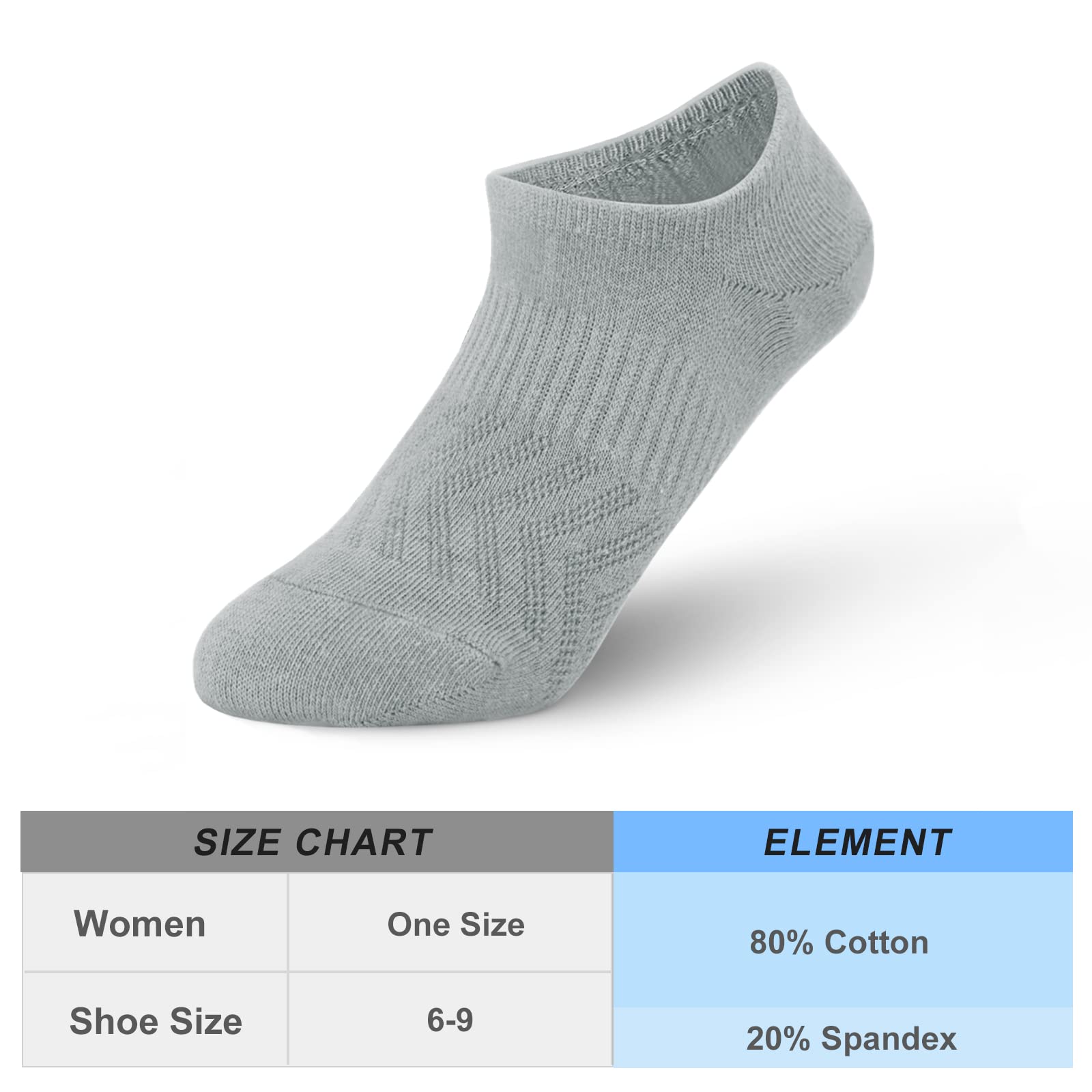NUHEEL Womens Low Cut Ankle Socks Athletic Ankle No Show Socks Anti-slid Cushioned Running Cotton Mix-colors 6 Pairs