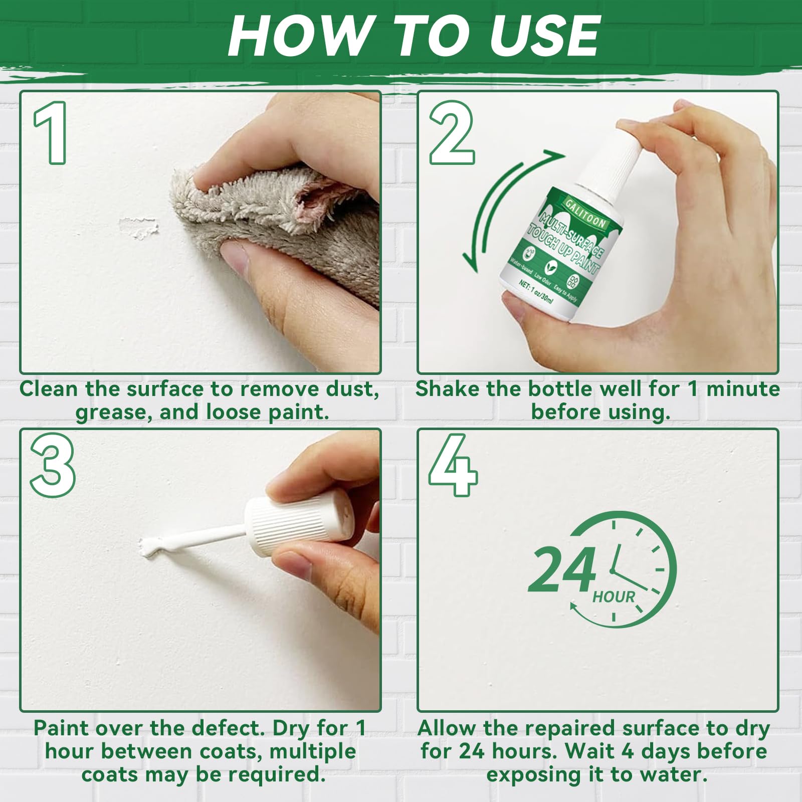 White Paint Touch Up Paint Pen for Wall, Multi Surface White Paint Pen, Interior & Exterior Chalk Paint, All in One Paint Quickly Repairs Bath, Door, Cabinet, Furniture, Wood, Tile, Enamel Wall Paint 1 Fl Oz (Semi-Gloss)
