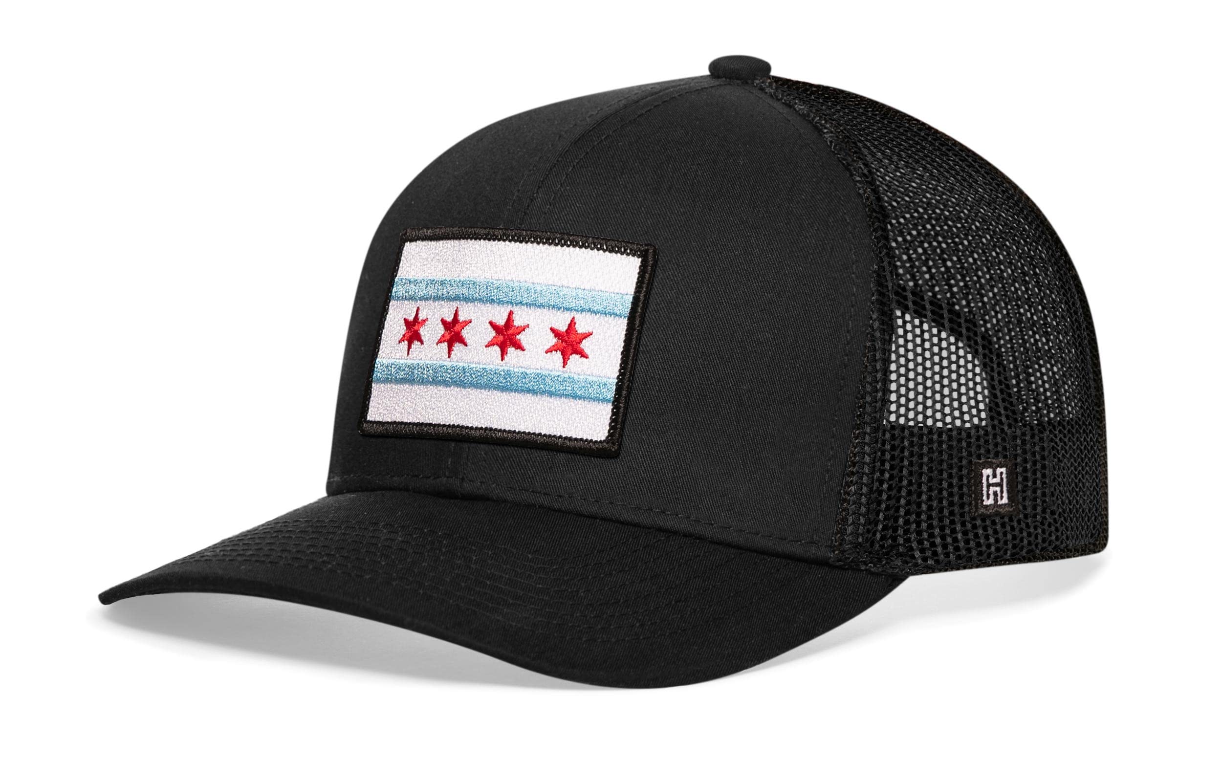 HAKA Chicago Flag Hat β Chicago Trucker Hat for Men & Women, Adjustable Baseball Cap, Mesh Snapback, Outdoor Golf Hat - Black
