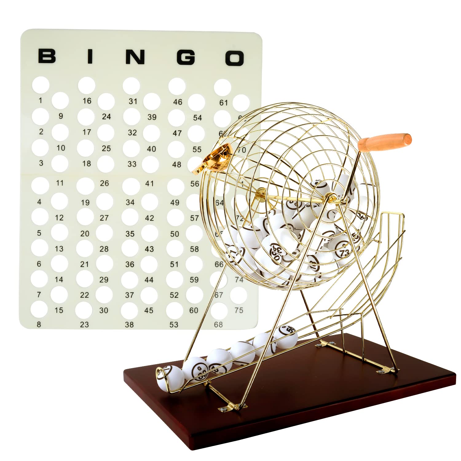 GSE Professional Bingo Game Set with X-Large Bingo Cage, 1.5" Ping Pong Size Bingo Balls, Bingo Master Board. Great for Large Groups, Bingo Halls, Parties, Bingo Game Night