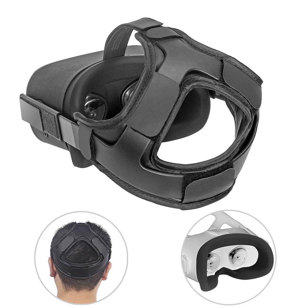 HIJIAO Head Strap Pad&Silicone Face Cover for Oculus Quest Headset,Cushion Pad for Oculus Quest Accessories, Reduce Head Pressure Better Wrapped Head(As Shown)