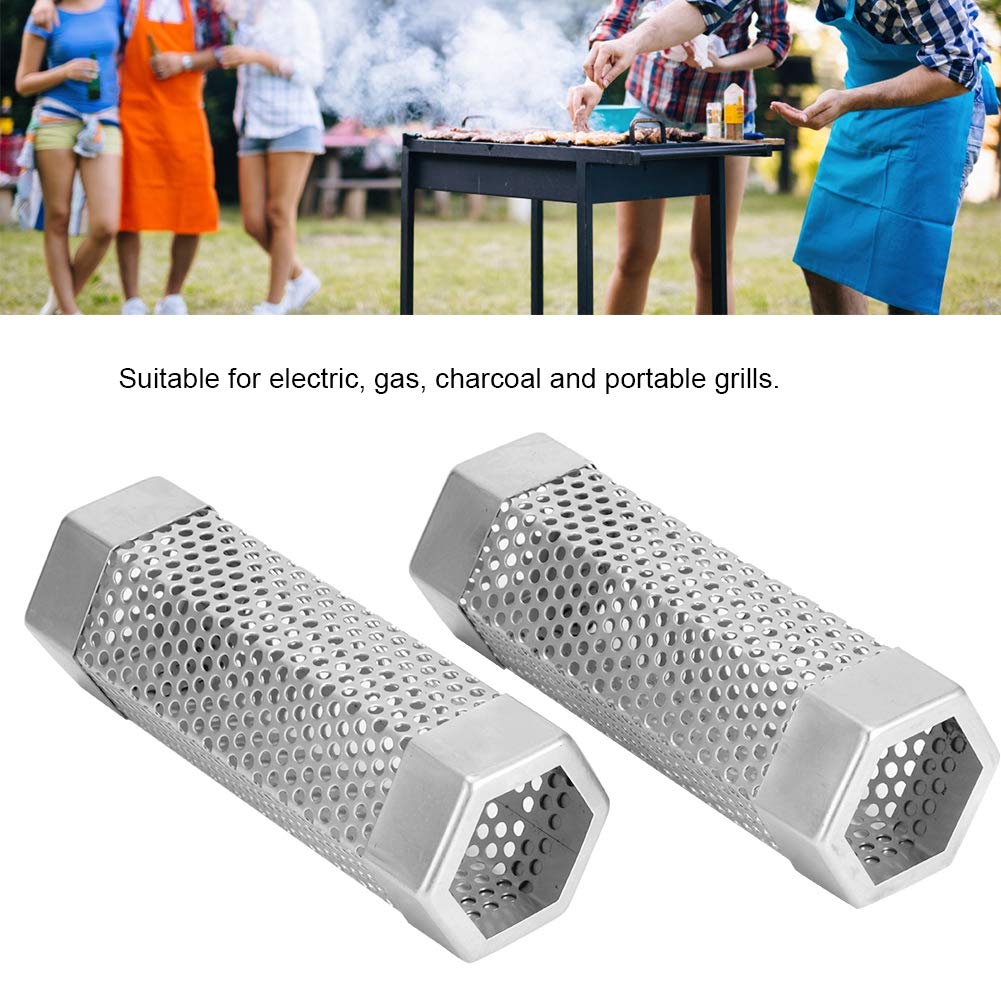 Headerbs Smoke Generator Stainless Steel Grill 6 Inch Smoker Tube Barbecue Tools Barbecue Smoker for Portable Grills Charcoal Gas Electric (#2)