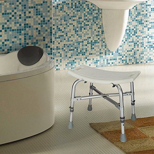 OMECAL 450LBS Medical Shower Chair Bath Stool Transfer Bench Seat,Upgrade Framework SPA Bathtub Chair, Heavy Duty 450LBS No-Slip Adjustable 6 Height,