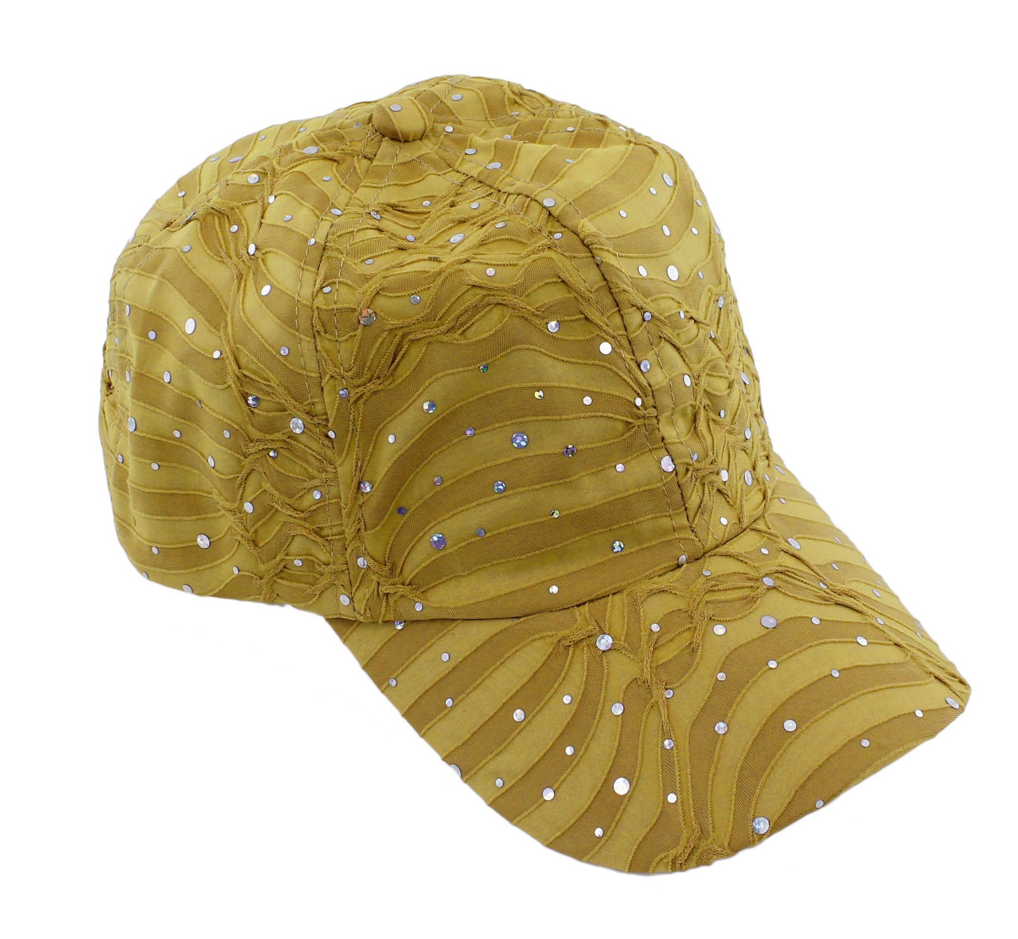 Glitzy Game Sequin Trim Baseball Cap for Ladies, Black