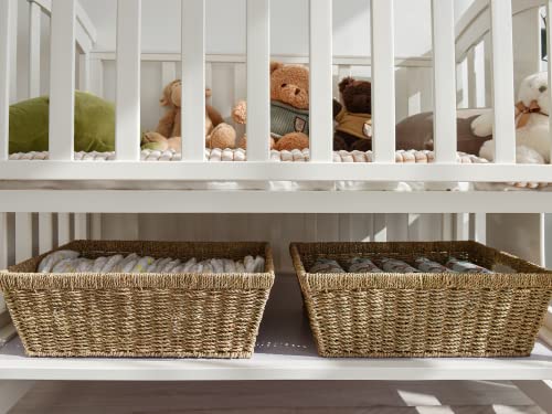StorageWorks Wicker Baskets, Seagrass Baskets for Organizing, Seagrass Storage Baskets with Built-in Handles, Large, 2 Pack