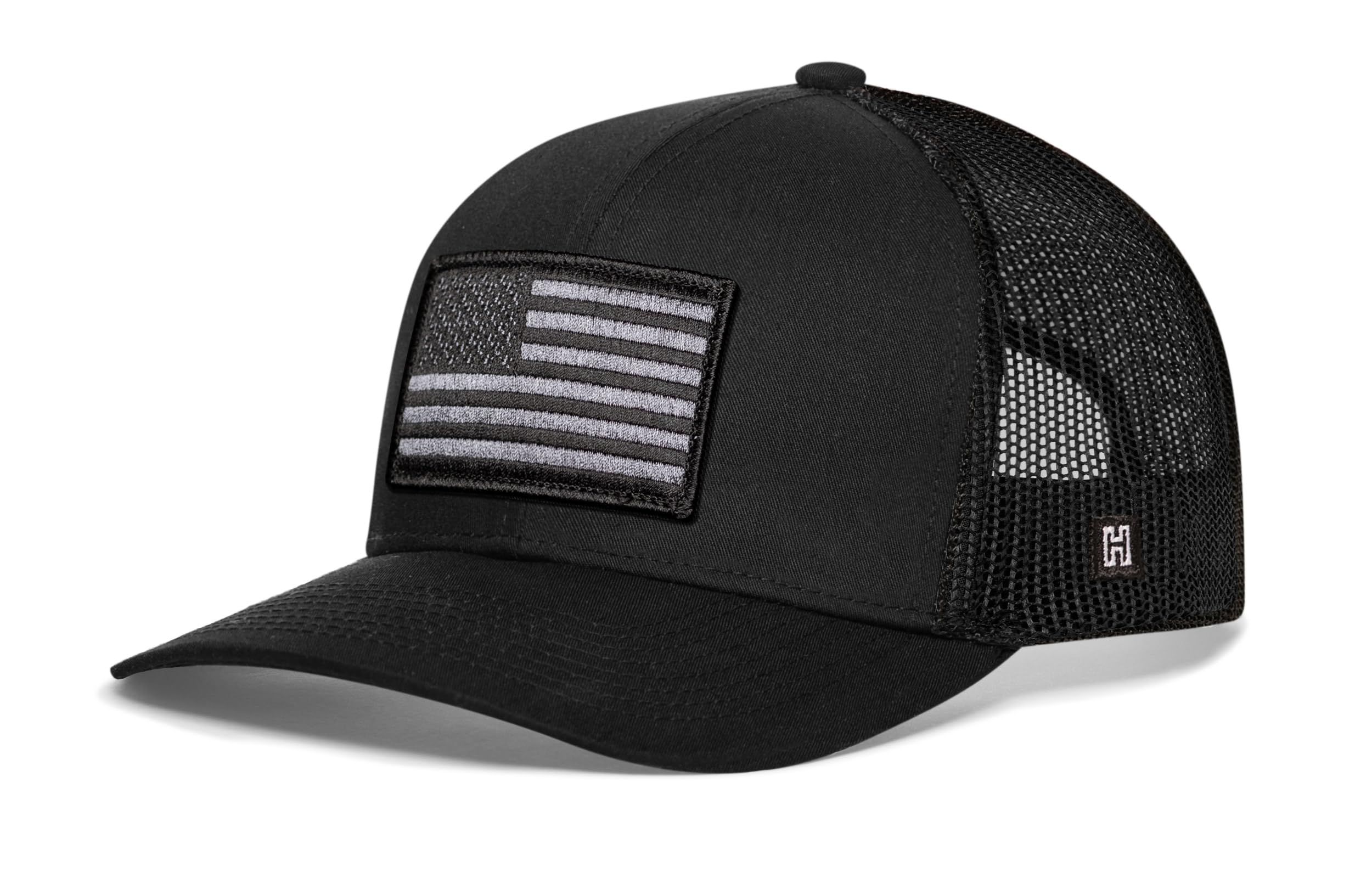 HAKA American Flag Hat, USA Trucker Hat for Men & Women, Adjustable Baseball Cap, Mesh Snapback, Durable Outdoor Black Hat