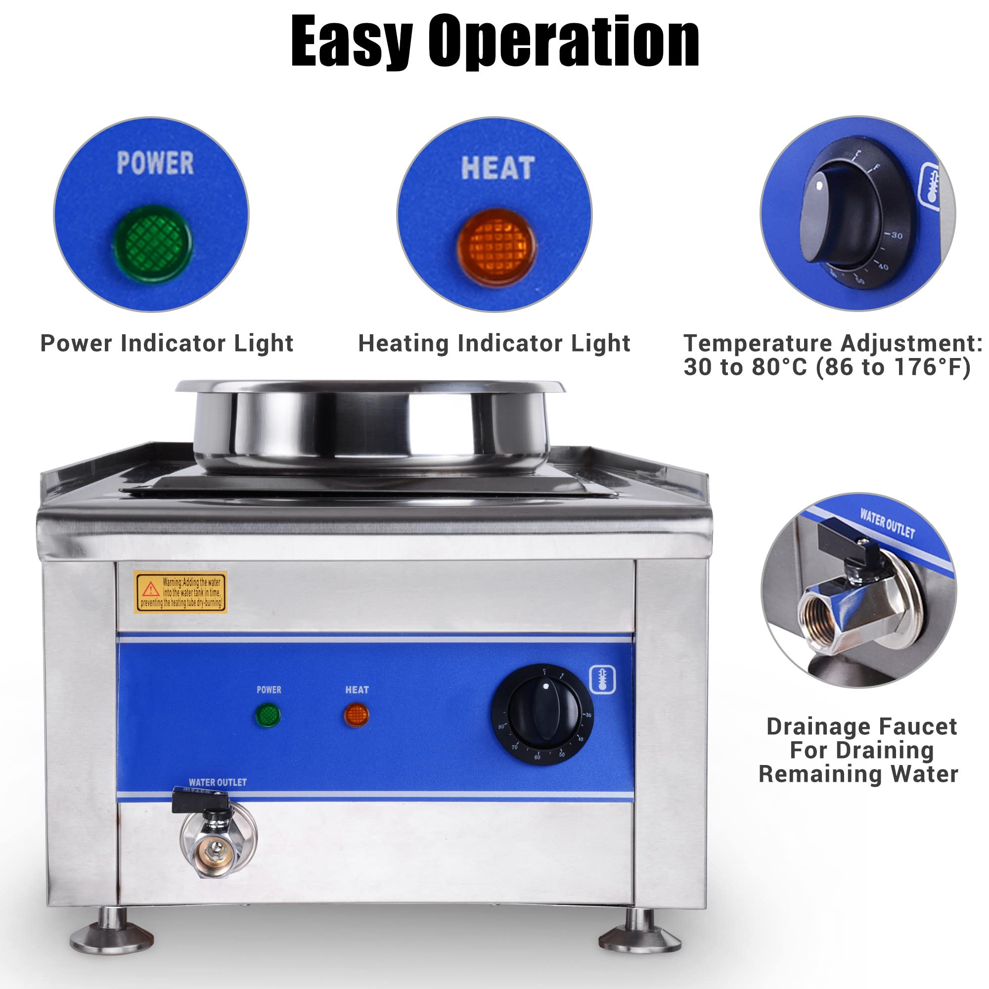 Yescom 1200W Commercial Chili Cheese Food Warmer Dual 7L Pots Stainless Steel Soup Countertop Steam Restaurant Buffet