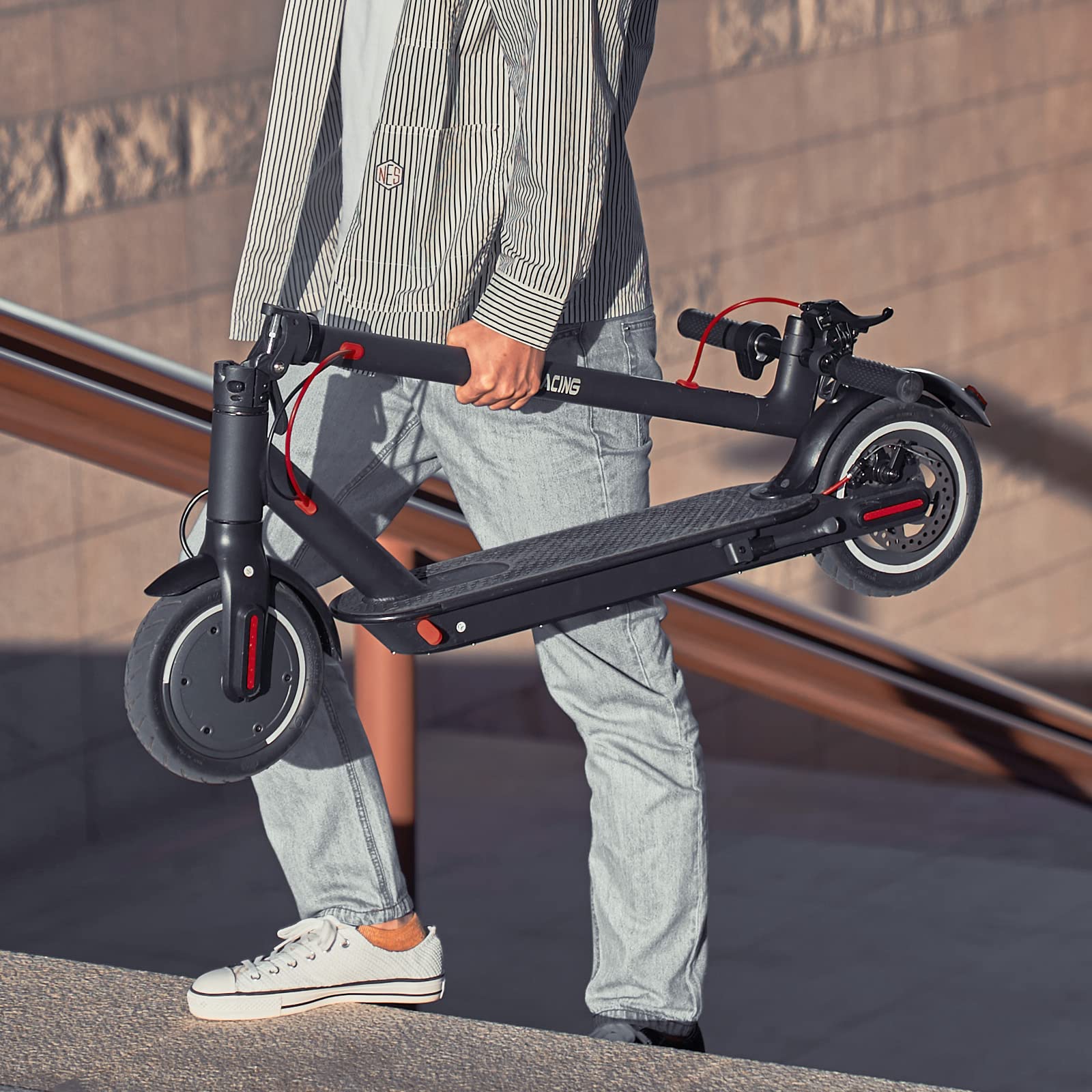 GTRACING Electric Scooter Adults with Seat, Foldable Commuting E-Scooter Power by 350W Motor and App Control, 15 Miles Range, 6/9/16Mph Three Gear Speeds, 8.5" Pneumatic Tire