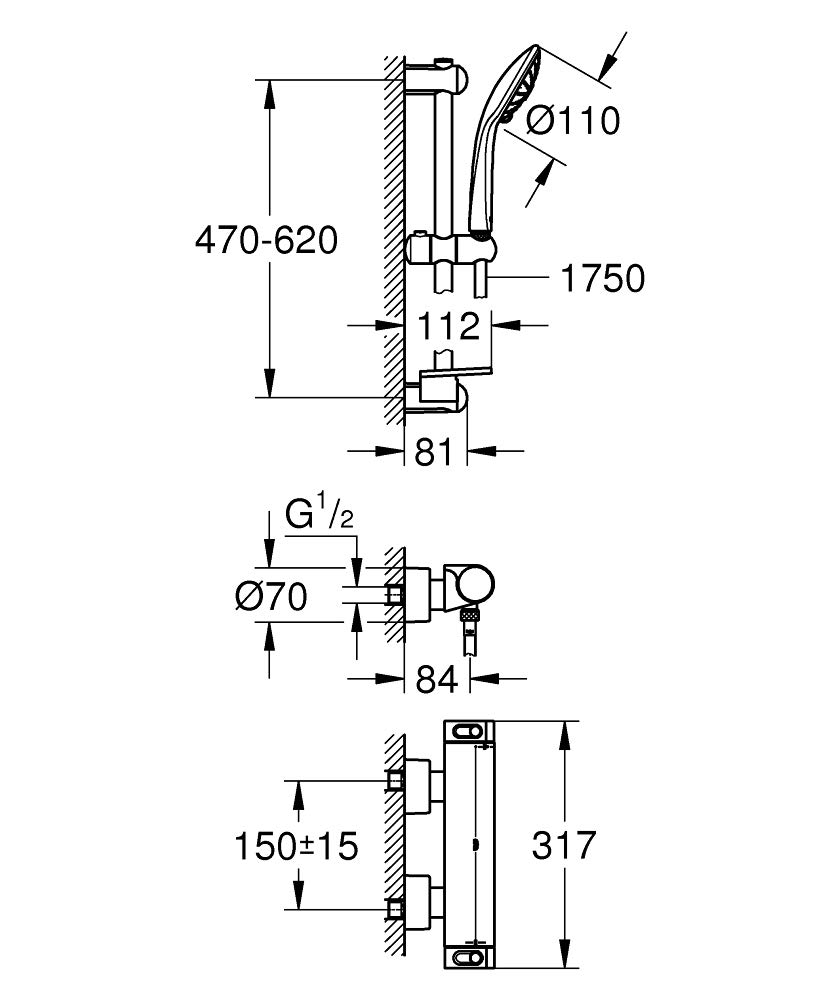 GROHE 34195001 Grohtherm 2000 Thermostatic Shower Mixer