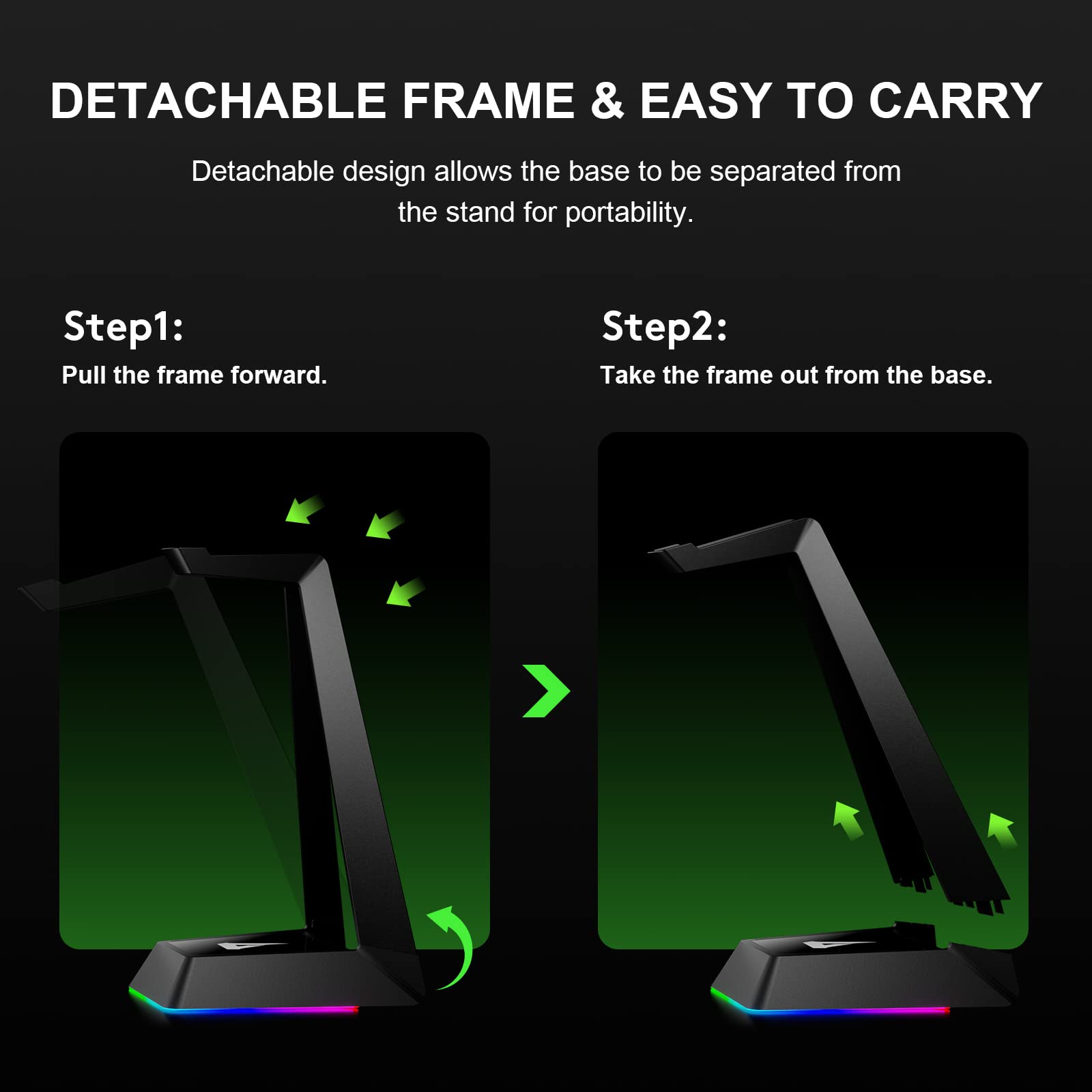GTRACING Gaming Headphone Stand, Gaming Headset RGB Holder with Wireless Charger, 3 USB Hub, 3 in 1 Multi-Functional Base Station, Gifts for Gamers, PC Game Earphone Accessories