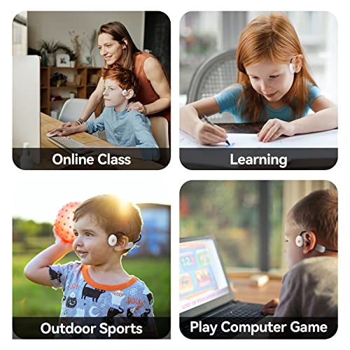 WGP Kids Headphones, Bluetooth 5.3 Wireless Air Conduction Open Ear Headphones with Microphone, IPX4 Waterproof, 12H Playtime Headset for iPad Tablet Home School (Black)