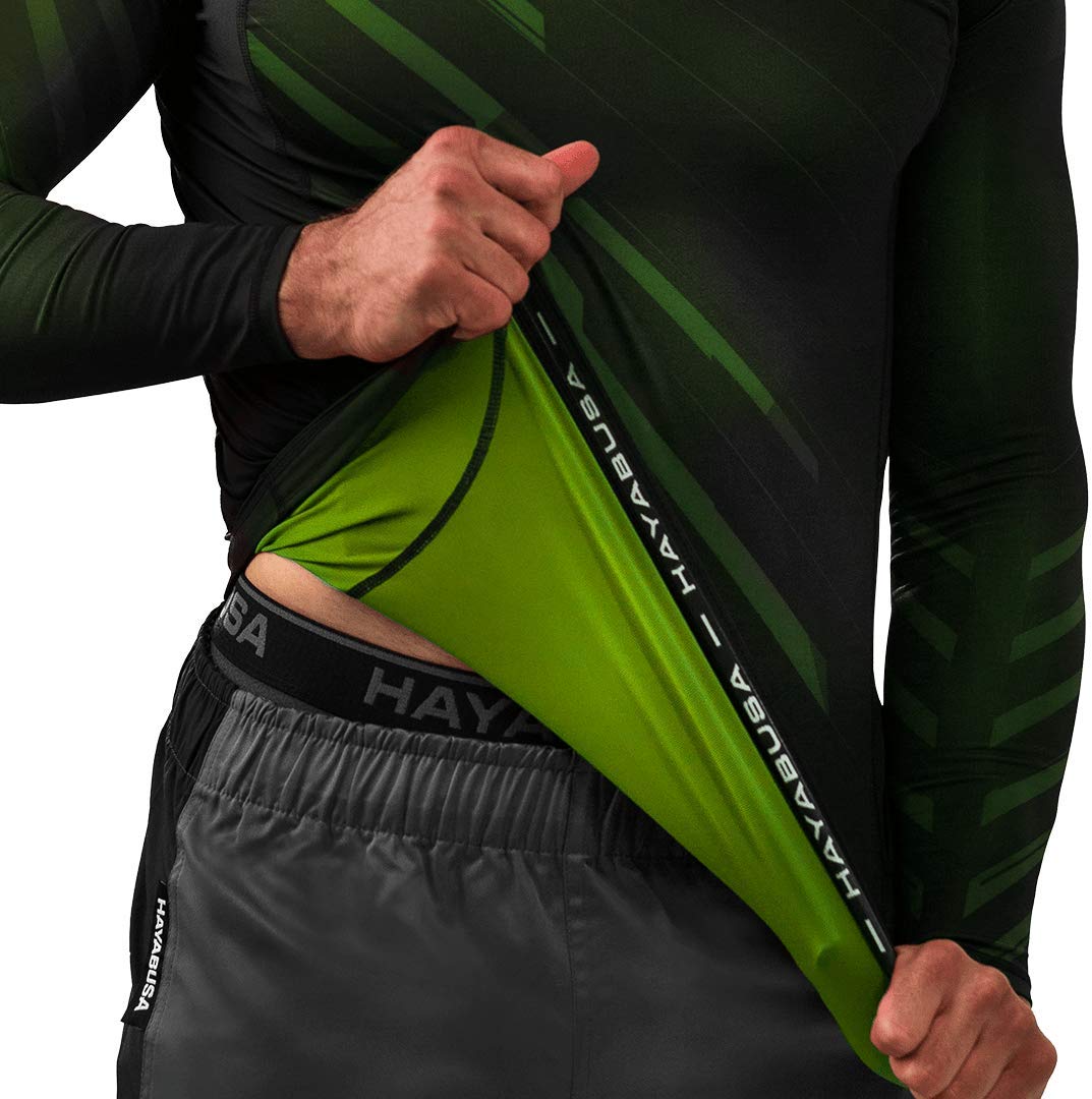 Hayabusa Metaru Long Sleeve Jiu Jitsu Rashguard - Green, Small