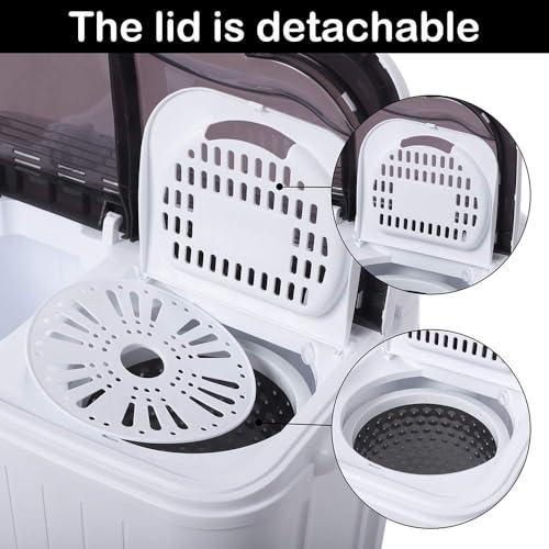 Portable Washing Machine and Dryer, 14Lbs Twin Tub Portable Washer Dryer Combo with Drain Pump, Semi-Automatic 7.7Lbs Washer Mini Laundry Machine with 6.6Lbs Spinner for Dorms, Apartments, RVs, Black