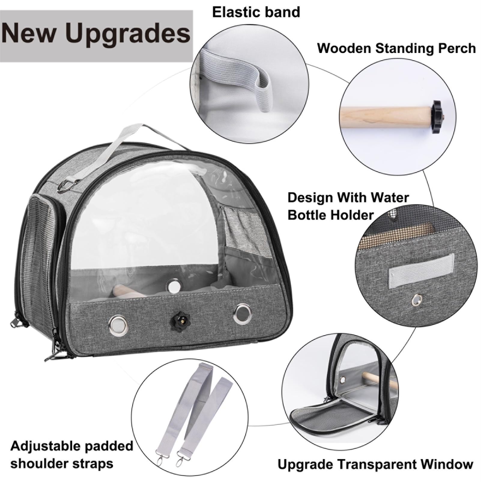 HEJKFVCL Bird Carrier Transparent Window Small Bird Cage Portable Assembly Bird Carrier Backpack for Guinea Pig Rat Small Animal