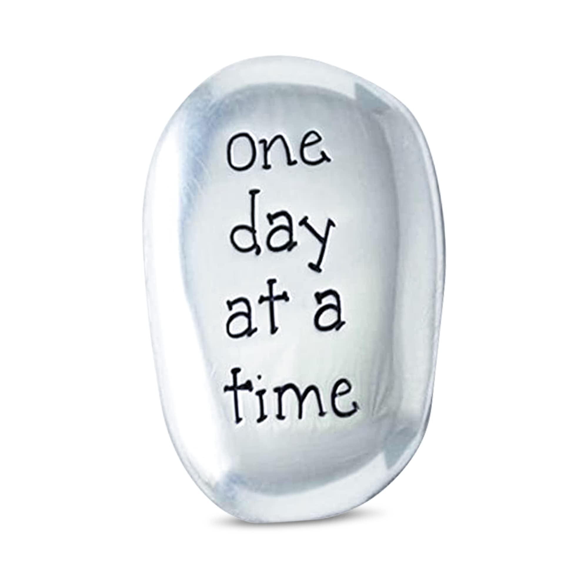 Quadow Thumb Stones ONE Day at A TIME Inspirational Gift Soothing Worry Stone Friend Family Affirmation AA