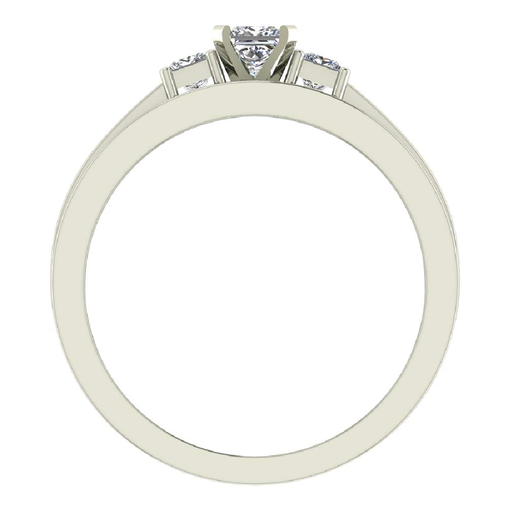 Glitz Design Wedding Ring Set for Women Princess Cut Past Present Future Bridal Set 14K Rose Gold 1.06 carat (RS 7)