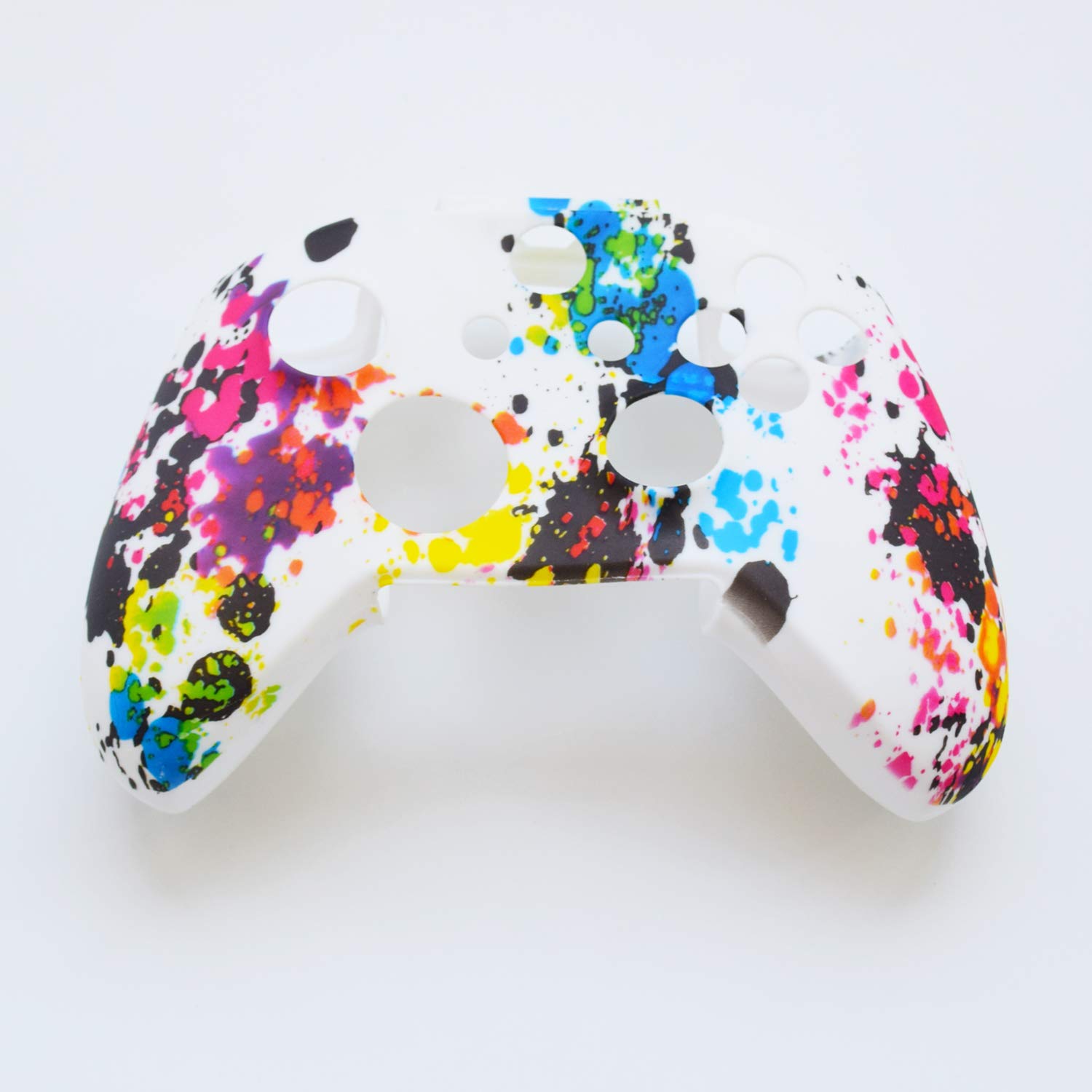 Hikfly Silicone Gel Controller Cover Skin Protector Kits for Xbox One/Xbox One S/Xbox One X Controller Video Games(1 x Controller Camouflage cover with 8 x Thumb Grip Caps)(White Paints)