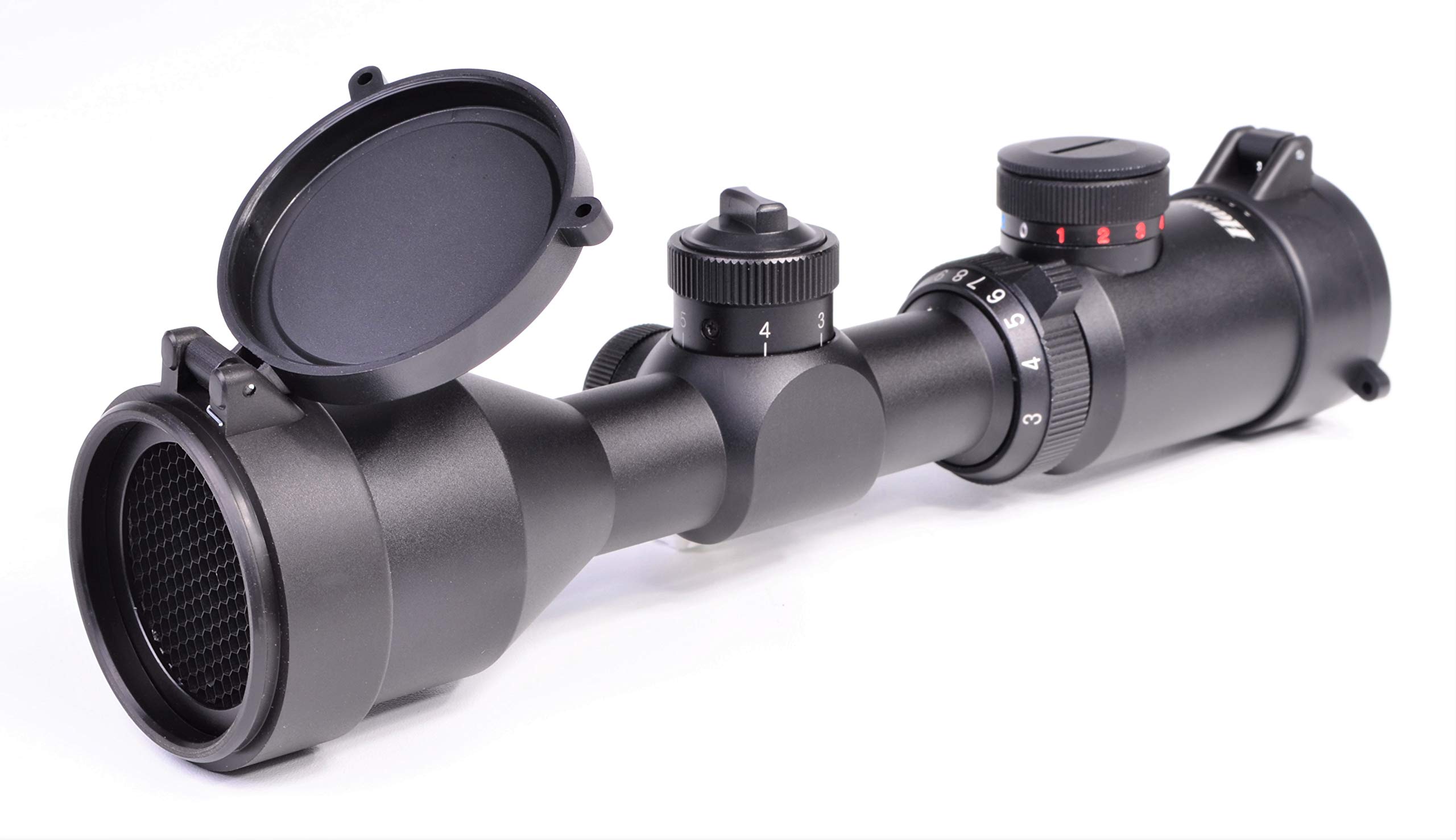 Hammers Compact Short Rifle Scope 3-9x42 GDT w/Extended Eye Relief, Rings, Honeycomb Anti-Reflection Filter, Flip Open Lens Caps