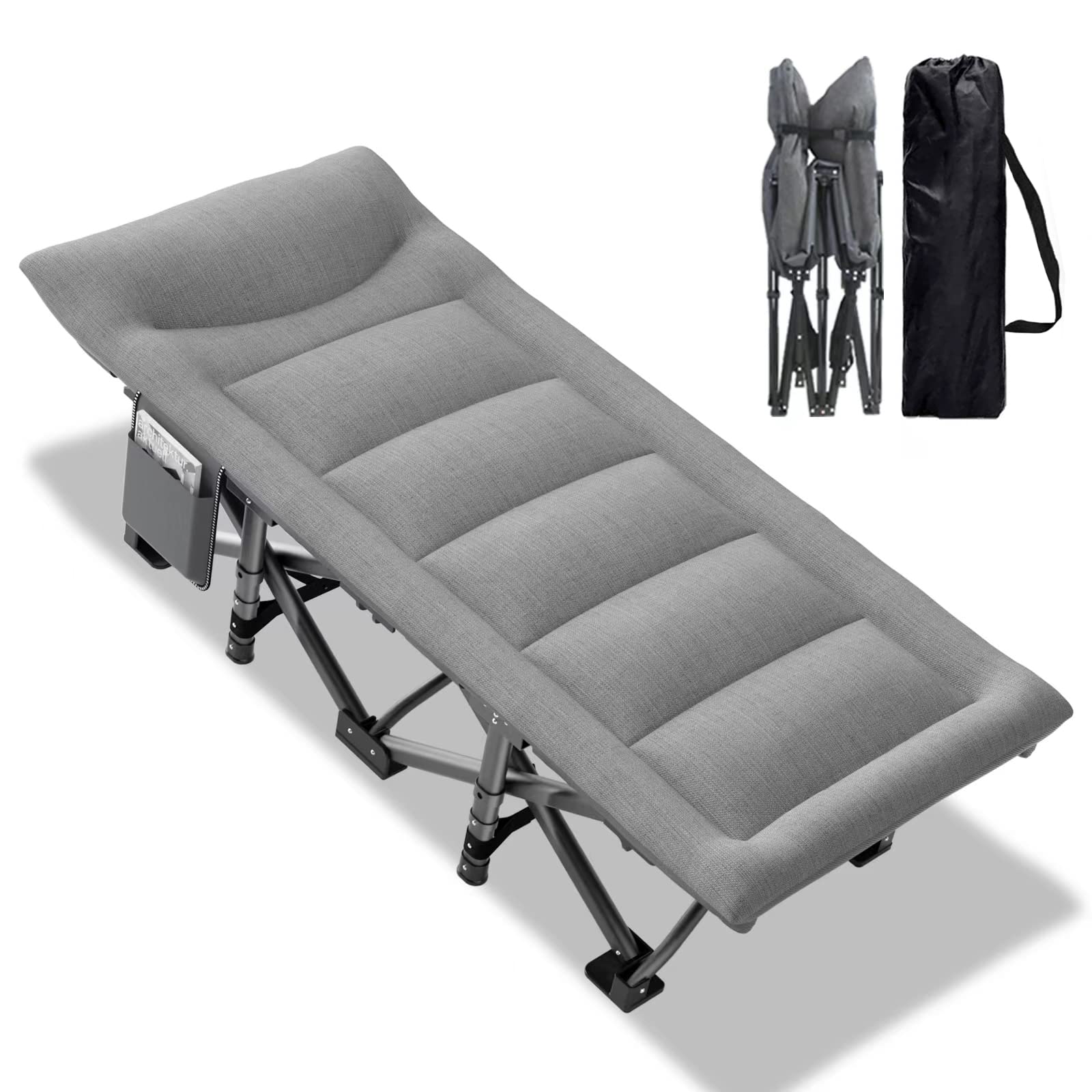 NUOBILI Folding Adults Camping Cot, Heavy Duty Sleeping Cots with Carry Bag, Portable Travel Camp Cots for Home, Office Nap and Outdoor Beach