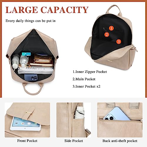 UBAYMAX PU Leather Women Backpack Casual Shoulder Bag Fashion Ladies Daypacks Travel Backpack 14 INCH Laptop Backpack