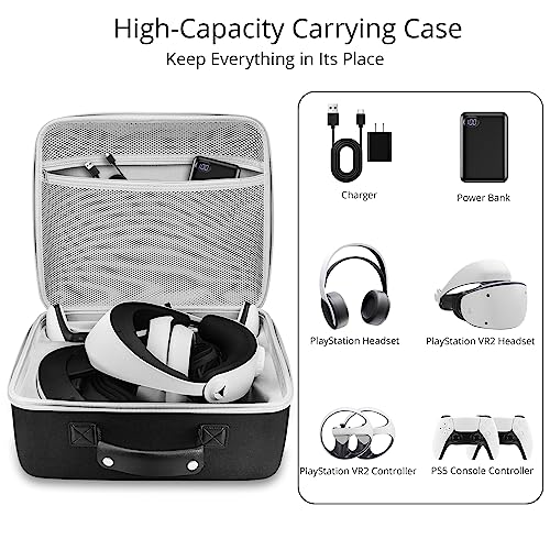 VORI Carrying Case for PSVR2 Gaming Headset and Touch Controllers Accessories, Portable Protection Hard Case for PS VR2 Controller, Suitable for Travel and Home Storage, Black