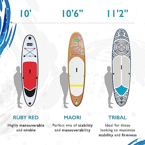 HIKS Maori 11'2" / 3.4m Stand Up Paddle Board SUP Set Inc Paddle, Pump, Backpack & Leash Suitable All Abilities Ideal Beginners Inflatable Paddleboard Kit