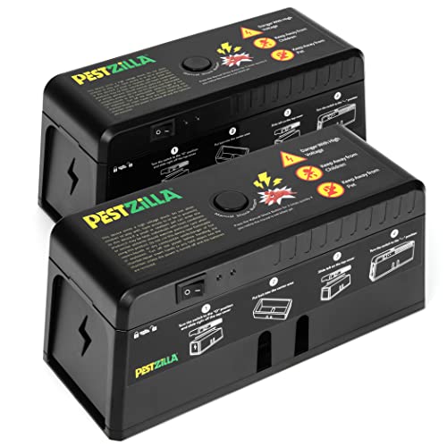 Pestzilla Rat Zapper β Rechargeable Electric Mouse Trap β Effective & Humane Mouse Traps Indoor for Home β Safe & Clean Rat Trap, No Touch & No Clean (2 Pack)