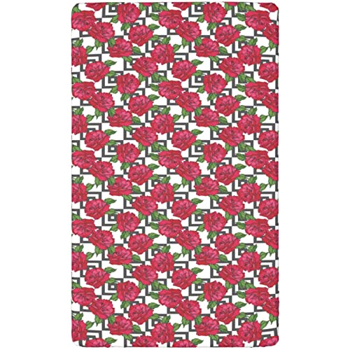 Roses Themed Fitted Crib Sheet,Standard Crib Mattress Fitted Sheet Ultra Soft Material-Baby Sheet for Boys Girls,28β x52β,Multicolor