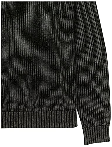 Goodthreads Men's Soft Cotton Rib Stitch Crewneck Sweater, Washed Black, Large