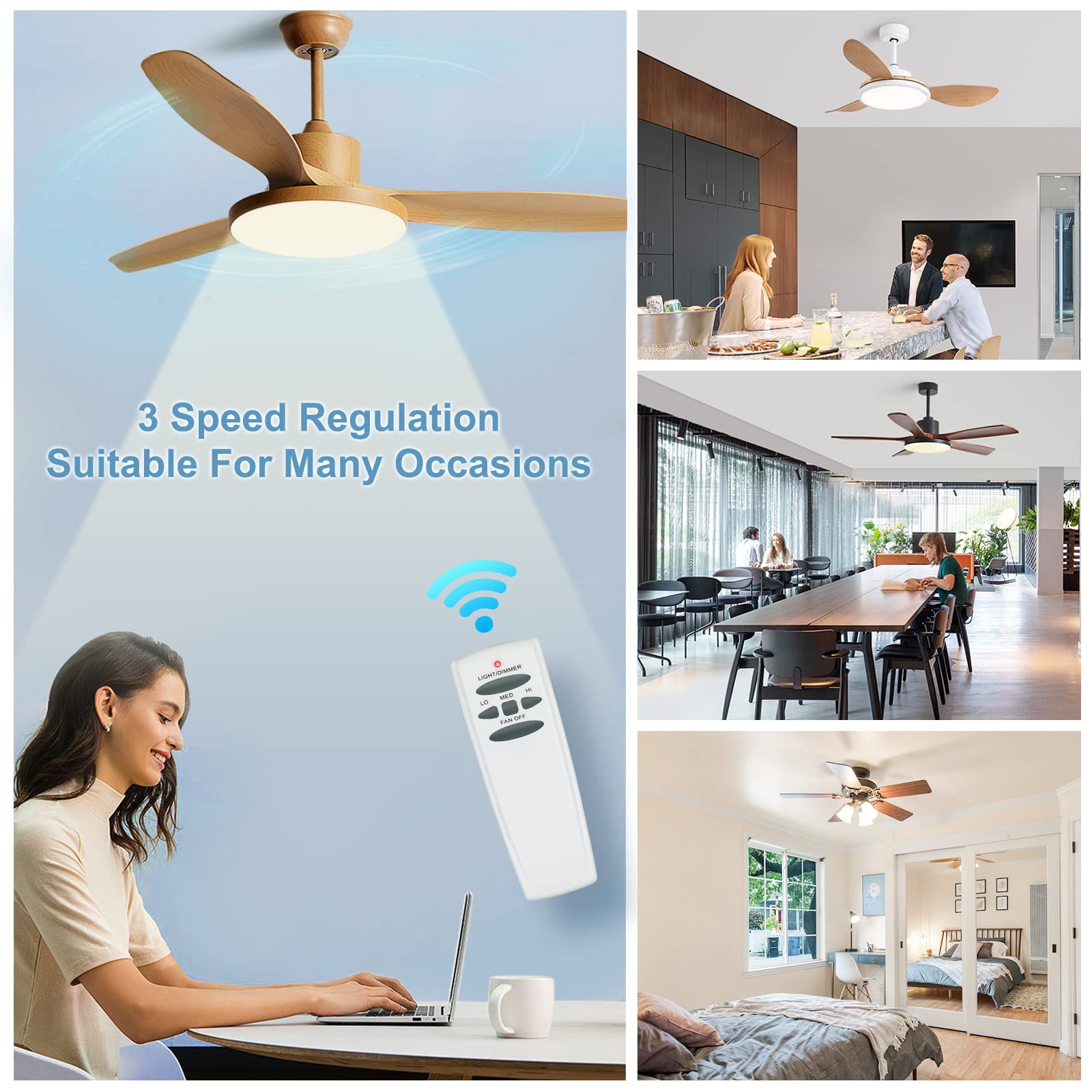 Hampton Bay Hunter Ceiling Fan Remote Control Replacement for FanHD HD5 UC7078T RR7079T L3H2010FANHD L3H2014FANHD,3-Speed with Light Dimmer,with Wall Mount