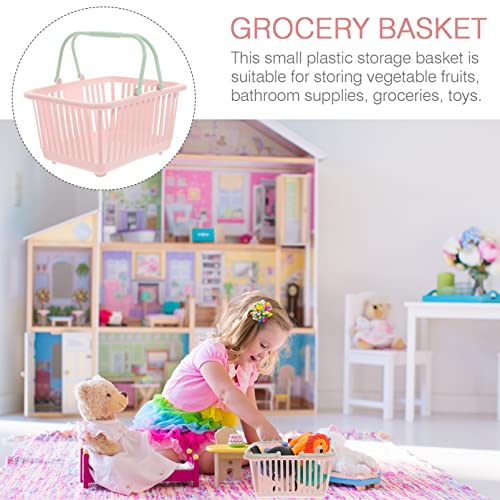 Toddmomy 3pcs Portable Shower Basket Grocery Baskets With Handles Small Basket with Handle for Organizing, Bathroom Kitchen Room Bedroom(Pink)