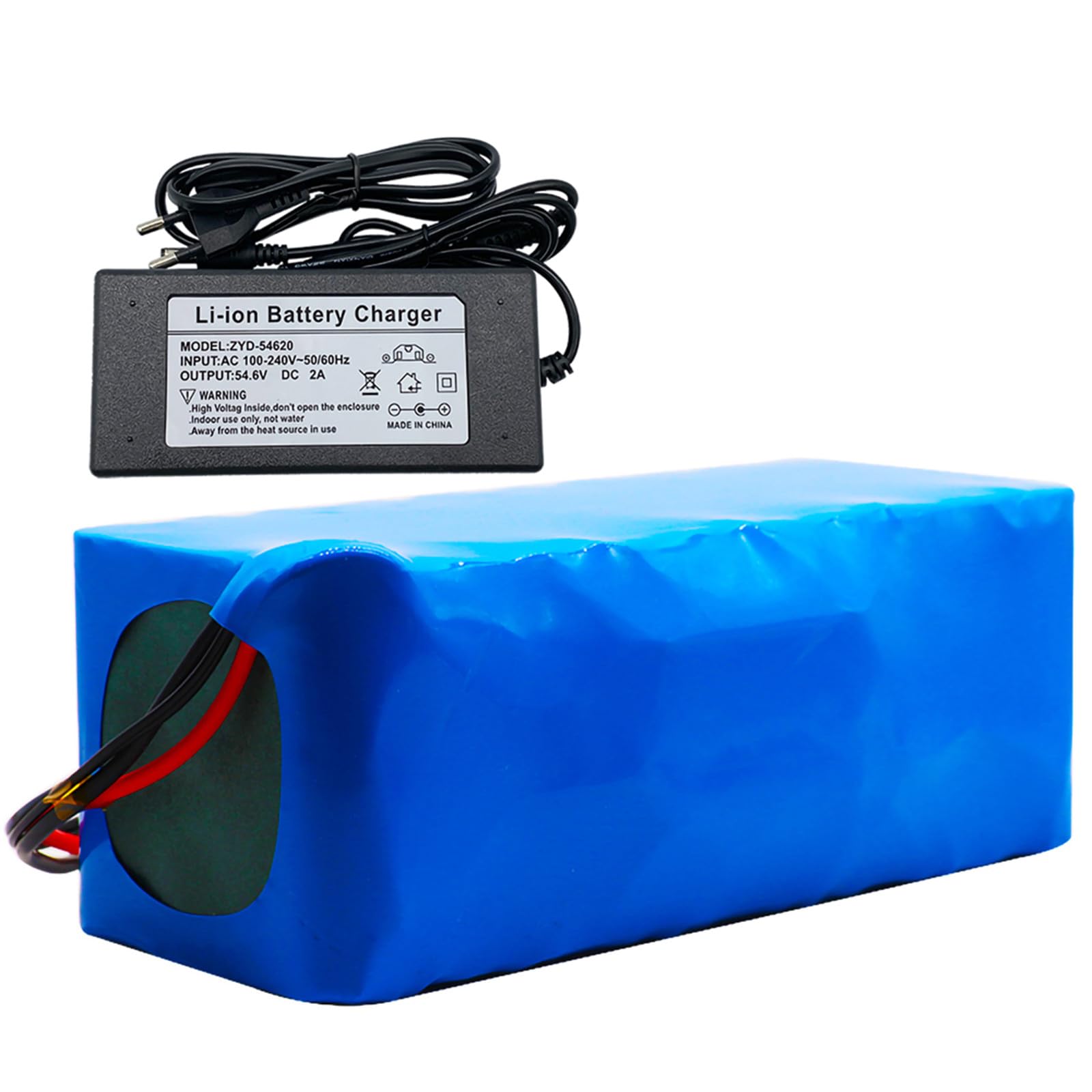 HefddEHY 48V 14000Mah Lithium-Ion Battery Pack,Built in 20A BMS,with T Connector + 54.6V 2A Charge,for 250W- 1000W E-Bike Electric Bicycle Scooter