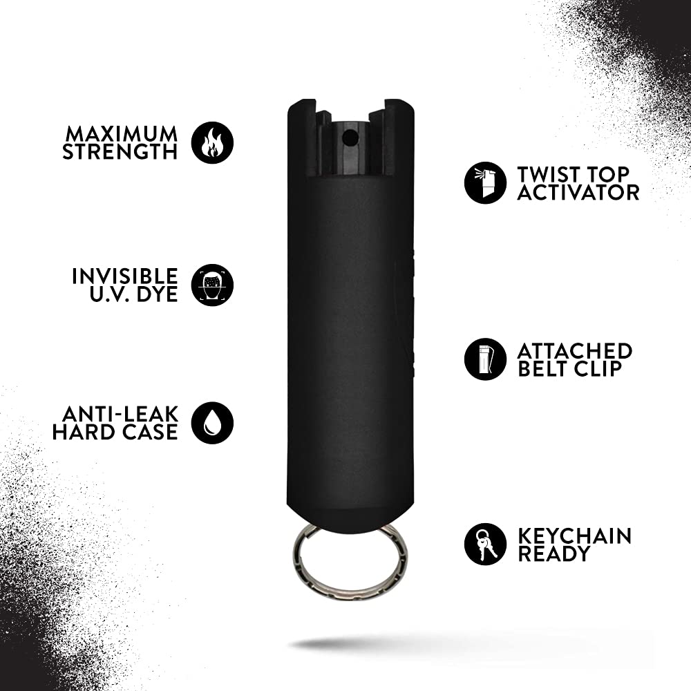 Guard Dog Security Pepper Spray Keychain - Self Defense Quick Action - Maximum Strength MC 1.44, Pepper Spray Up to 16 Feet Range, Belt Clip, Made in USA, 8 Packs