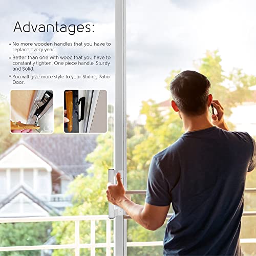 T-HAKEN Sliding Glass Door Handle Set, 6-5/8", White - Patio Door Handle Replacement That is 1 in. to 1-1/8 in. Thick Used on Both Left and Right-Handed. (Keyed).