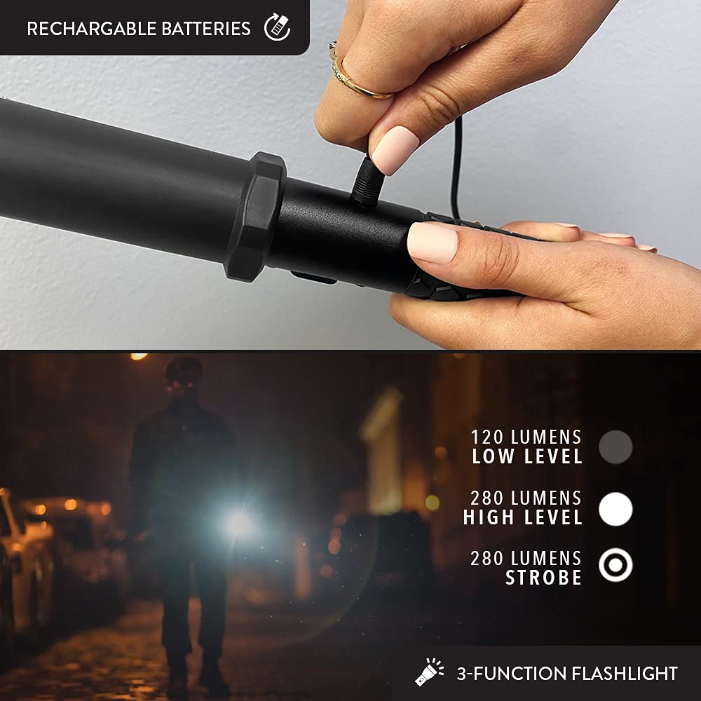 GUARD DOG SECURITY Stun Gun Flashlight - Maximum Voltage - 280 Lumens - 3 Light Functions β Rechargeable Battery - Wrist Strap