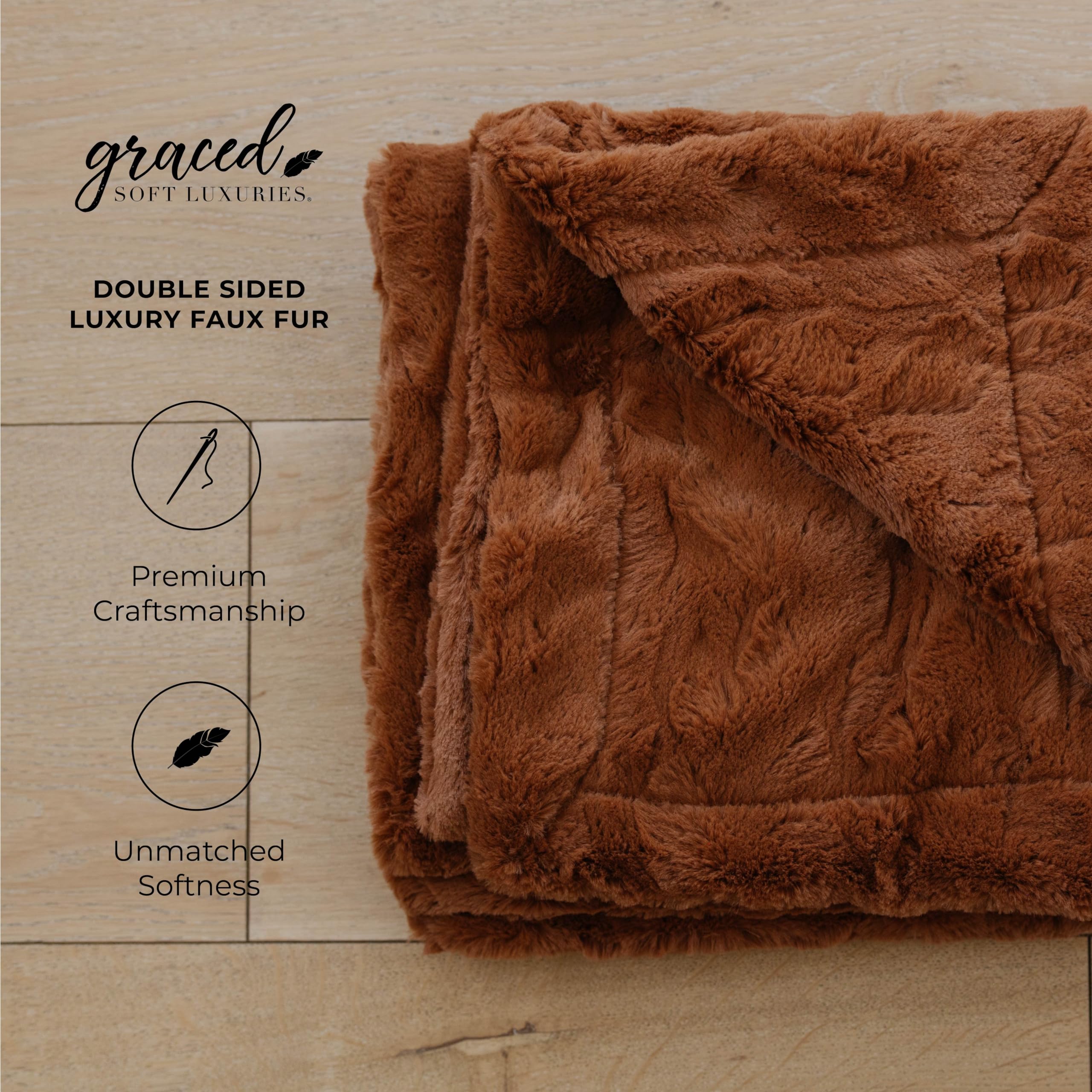 GRACED SOFT LUXURIES Throw Blanket Oversized Softest Warm Elegant Cozy Decorative Thick Faux Fur for Couch, Sofa, Bed, Living Room, Home (XL 60" x 80", Camel)