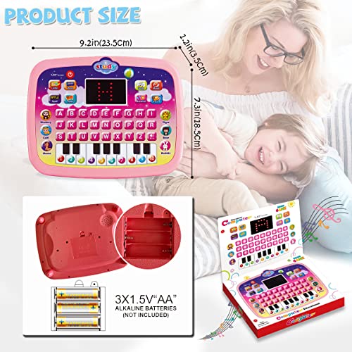 Wenbeier Kids Tablet Toddler Learning Pad with LED Screen Teach Alphabet Numbers Word Music Math Early Development Interactive Electronic Toy for Boys & Girls 3 Years+