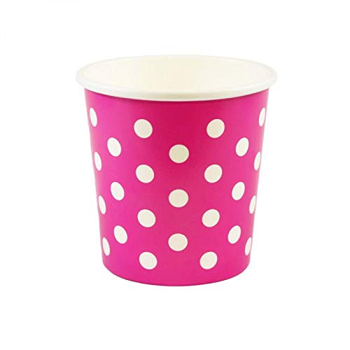 Worlds 16 OZ Polka Dot Pink Paper Ice Cream Containers with Paper Lid 10 Set