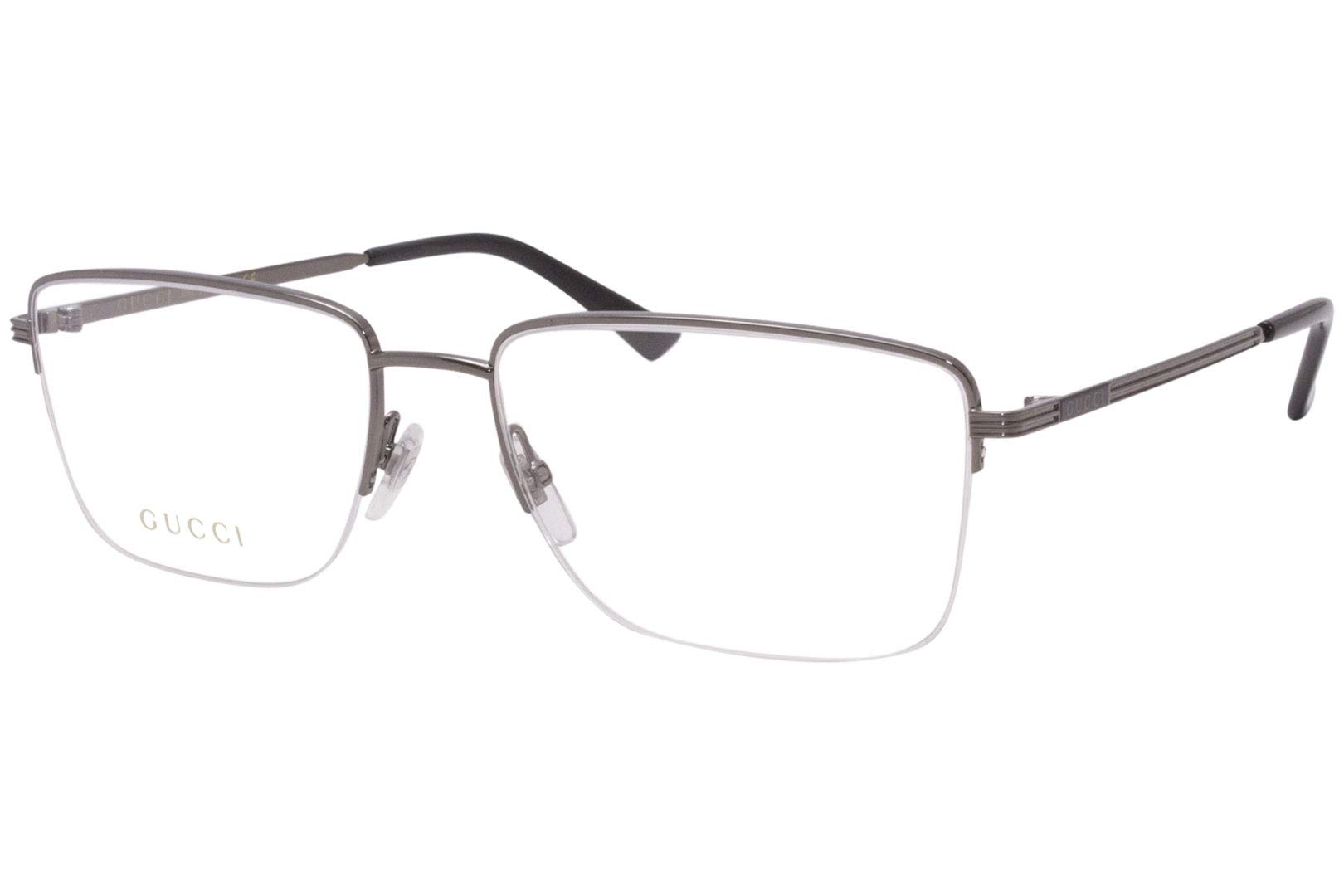 Gucci GG0834O 005 Eyeglasses Men's Ruthenium/Black Semi Rim Optical Frame 58mm (Silver, 58)