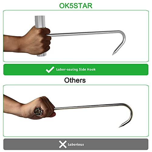 OK5STAR 12 Inch Long Stainless Steel Meat Hook 2 PCS, T Shaped Handle Hay Hooks Boning Hooks for Butcher Kitchen Restaurant Tool BBQ Accessories