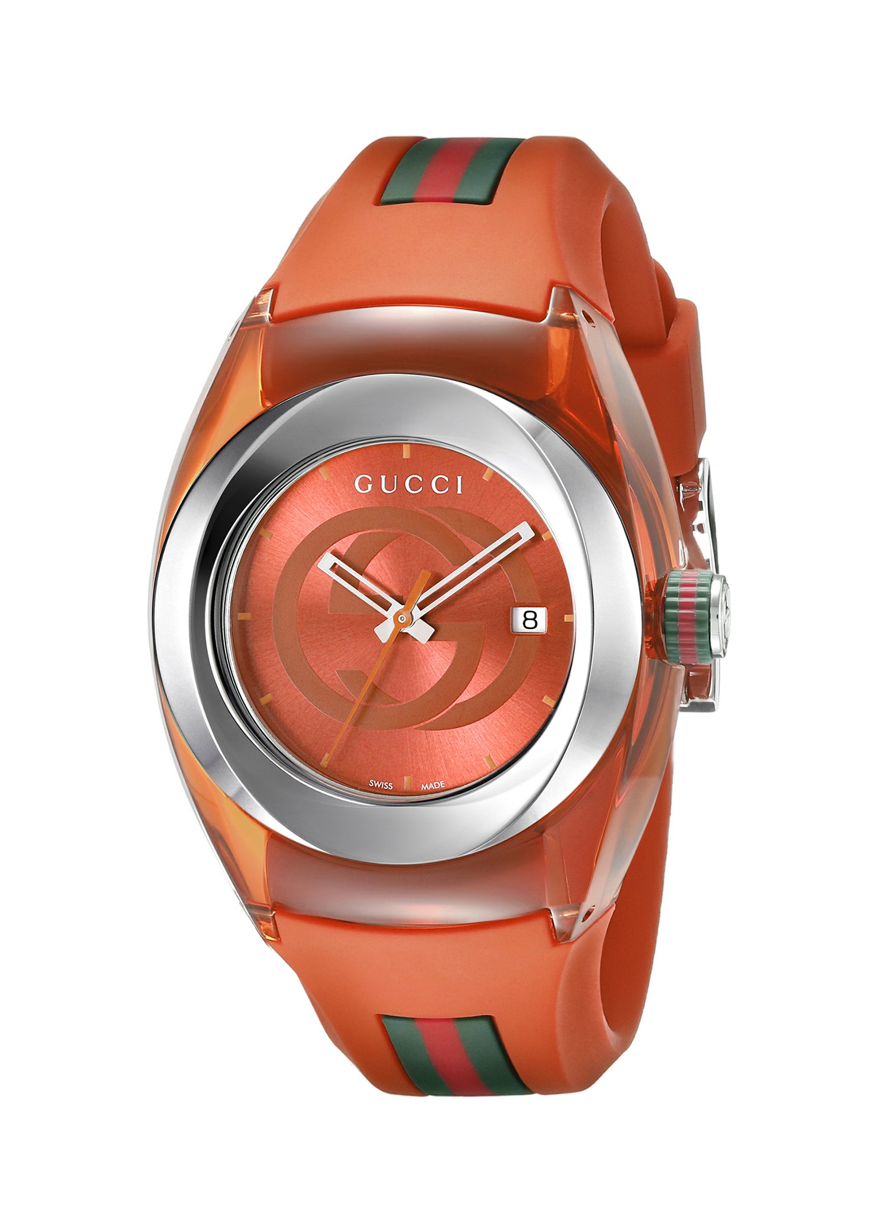 Gucci Stainless Steel Watch with Orange BYNC Band(Model:YA137311)