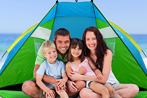GigaTent Sun Shelter Beach Cabana Tent – Instant Set Up, UV Resistant, Waterproof - 7’ x 4’ with Mesh Windows - Zipper Door Doubles as Floor Extension