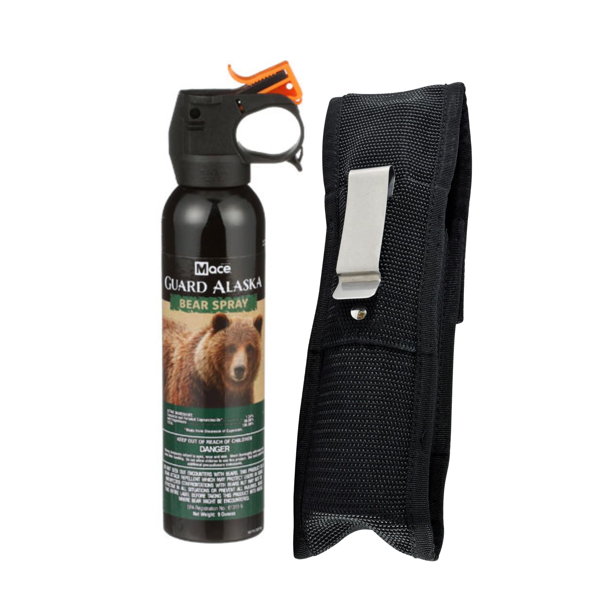 Guard Alaska 9 oz. Bear Spray and Pepper Defense Belt Clip Holster - Maximum Strength Pepper Spray for Hiking, Camping, Outdoors, Self Defense (1-Pack)